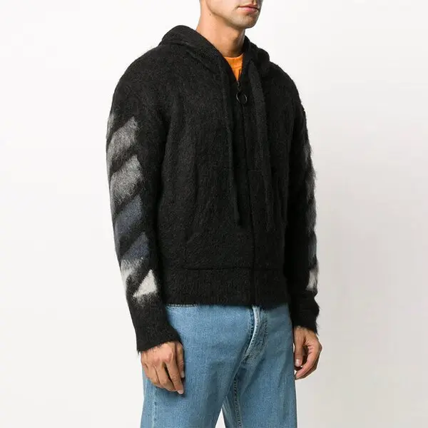 Off-White Back Printing Hooded Knit Jacket