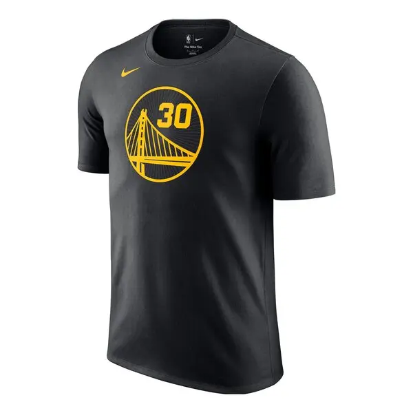 Nike Golden State Warriors Curry Numeric Alphabet Pure Cotton Round Neck Pullover Short Sleeve Black T-shirt - Multi-color