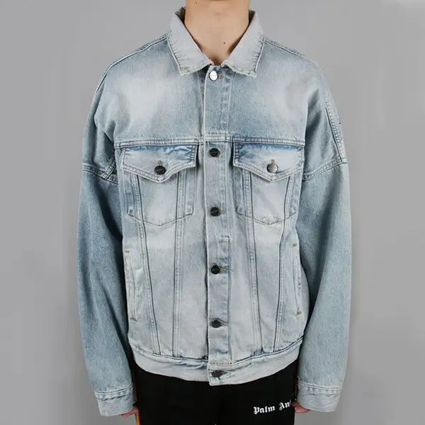 Palm Angels Logo Over Button-up Denim Jacket