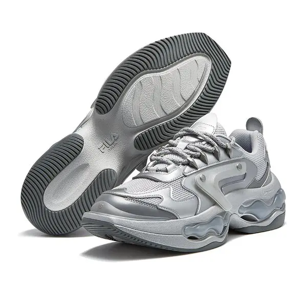 FILA FUSION Chunky "silver" Lace-up Sneakers - Silver/white/grey