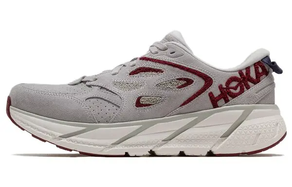 Hoka One One Clifton L Embroidery Sneakers - Lunar Rock/cabernet