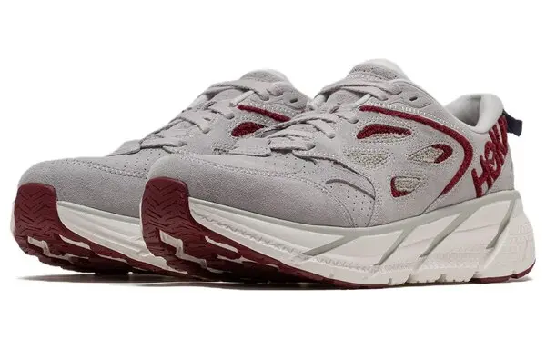 Hoka One One Clifton L Embroidery Sneakers - Lunar Rock/cabernet