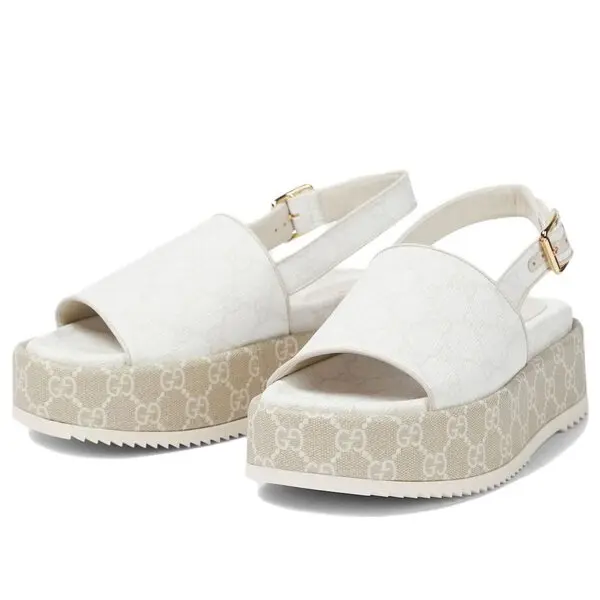 Gucci Platform Gg Sandals - White/beige