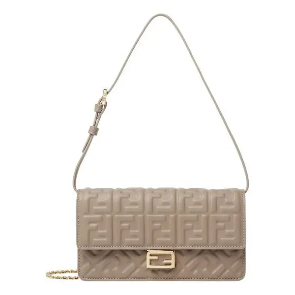 Fendi Baguette Wallet On Chain - Grey