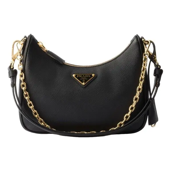 Prada Re-edition Saffiano Leather Bag - Black