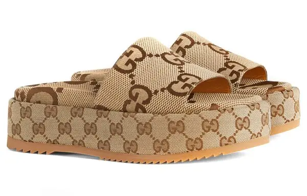 Gucci Platform Slide Sandals With Monogram