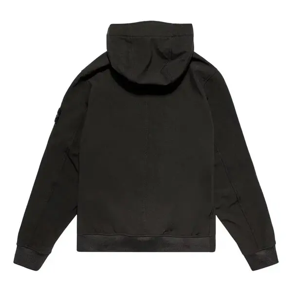Stone Island Badge Logo Hooded Jacket - Black