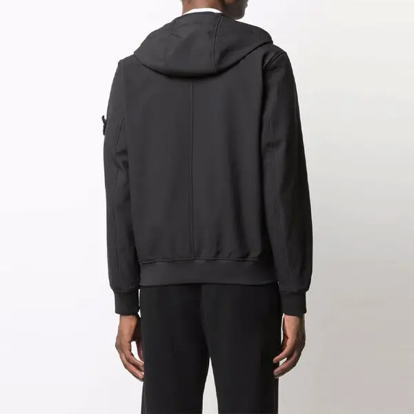 Stone Island Badge Logo Hooded Jacket - Black
