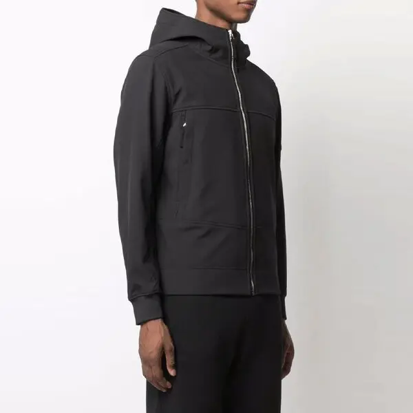 Stone Island Badge Logo Hooded Jacket - Black