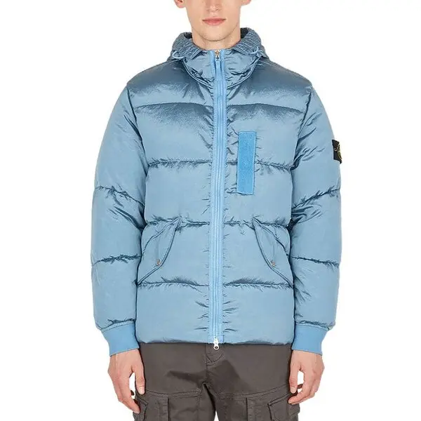 Stone Island Hooded Down Jacket - Mid Blue