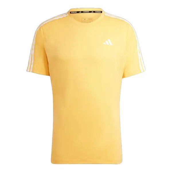 Adidas Own The Run 3-stripes T-shirt Asia Sizing 'yellow - Semi Spark