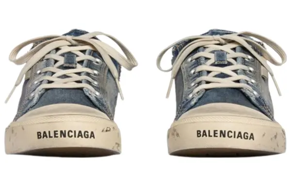 Balenciaga Distressed Denim Mule - Blue/white