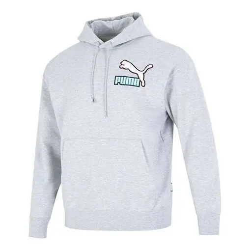 PUMA Colorblock Fandom Logo Hoodie - Grey/white/blue