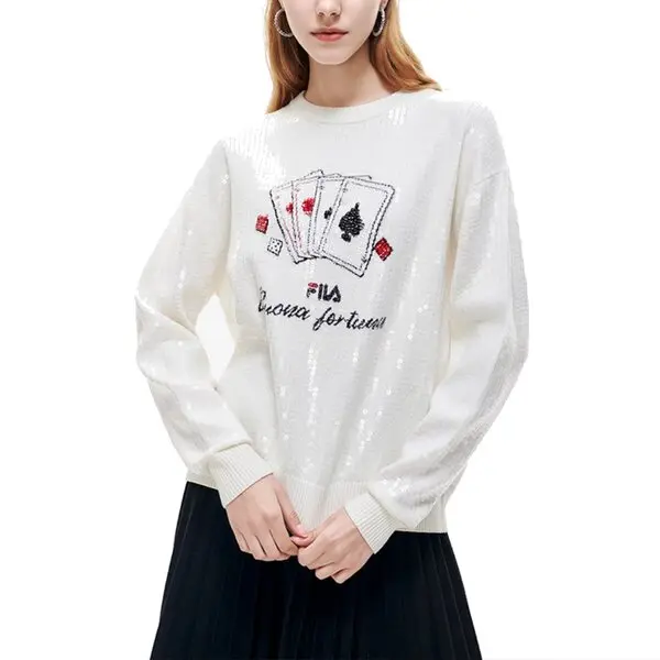 FILA Embellished Graphic Pullover Sweater