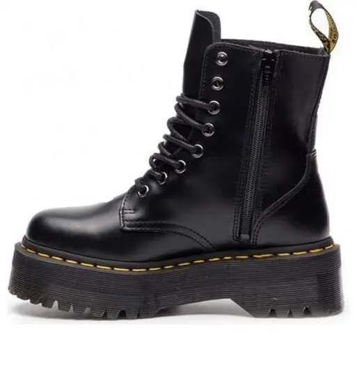 Dr. Martens Jadon Smooth Leather Platform Combat Boots - Black
