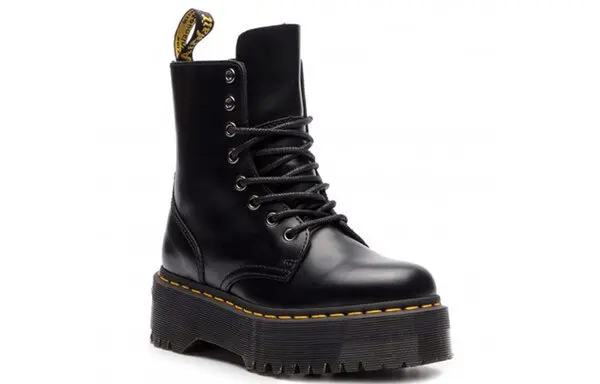 Dr. Martens Jadon Smooth Leather Platform Combat Boots - Black