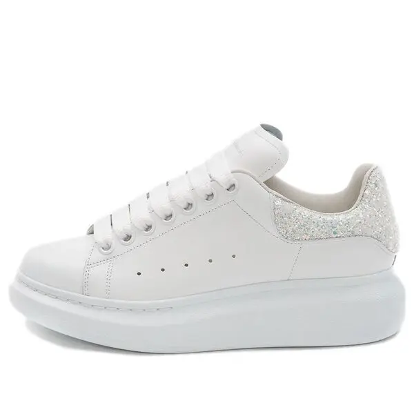Alexander McQueen Oversized Glitter Heel Sneakers - White/silver