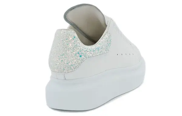 Alexander McQueen Oversized Glitter Heel Sneakers - White/silver