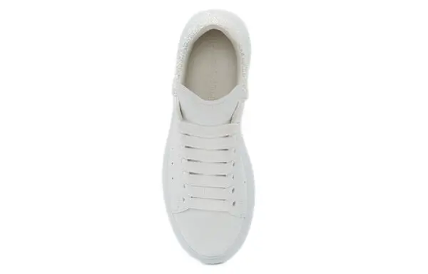 Alexander McQueen Oversized Glitter Heel Sneakers - White/silver