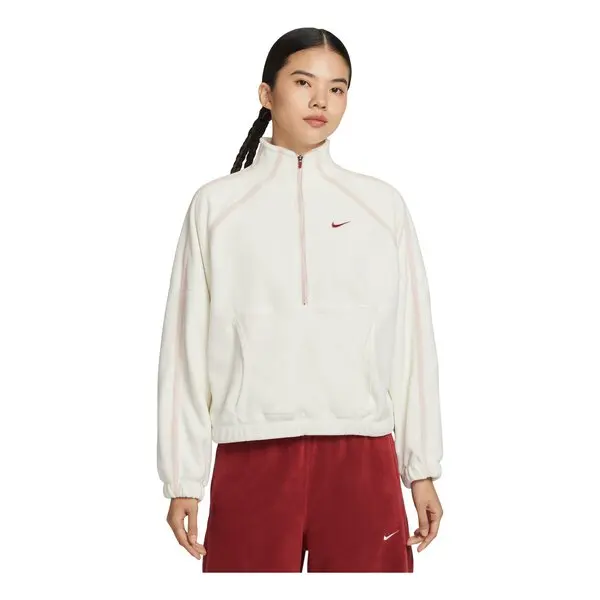 Nike Oversized Therma-fit 1/2-zip Fleece Top - Sail