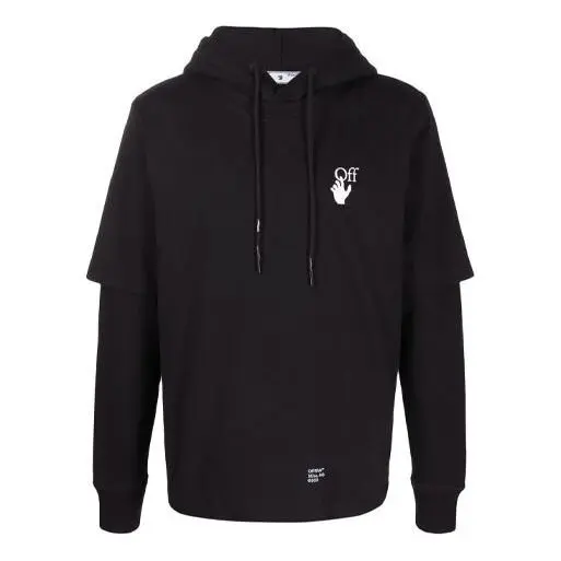 Off-White Black Double Layer Sleeve Hoodie - Multi-color