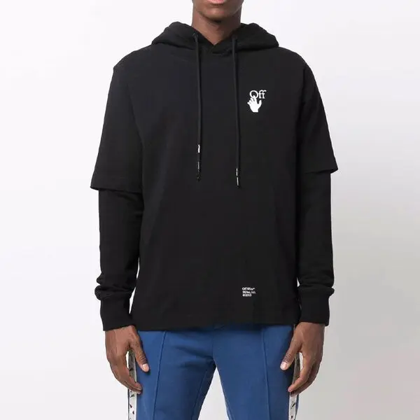 Off-White Black Double Layer Sleeve Hoodie