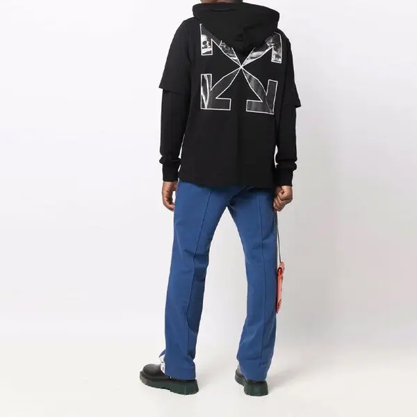 Off-White Black Double Layer Sleeve Hoodie