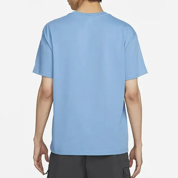 Nike As M Nrg Ss Solid Color Chest Pattern Printing Round Neck Short Sleeve Blue