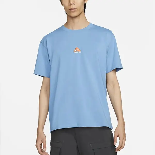 Nike As M Nrg Ss Solid Color Chest Pattern Printing Round Neck Short Sleeve Blue