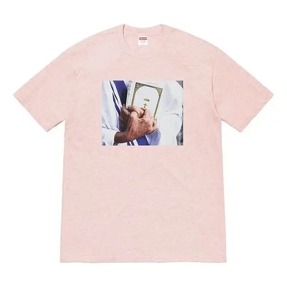 Supreme Fw19 Week 7 Bible Tee Printing Short Sleeve Pink - Light Pink