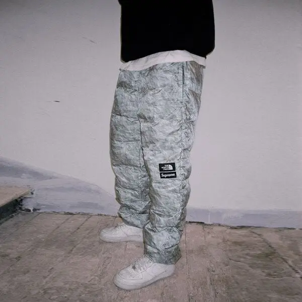 Supreme Fw19 Week 18 X The North Face Paper Print Nuptse Pant