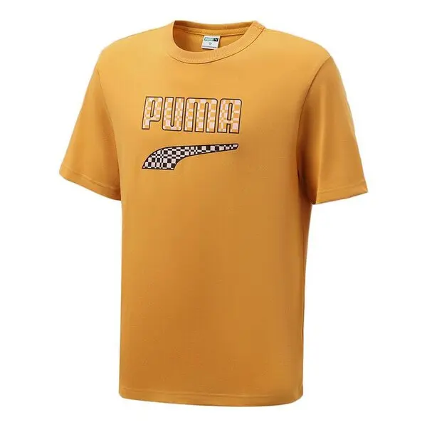 PUMA Logo Printing Sport Round Neckshort Sleeve - Orange