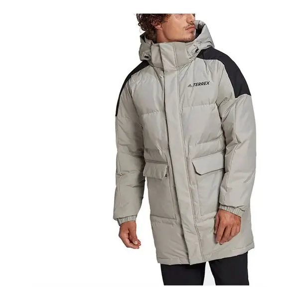 Adidas Colorblock Hooded Down Jacket - Grey
