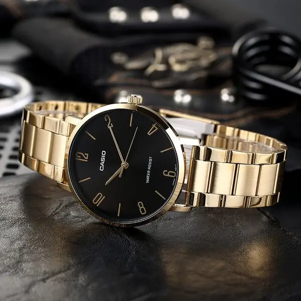 Casio Classic Analog Watch With Gold Stainless Steel Strap