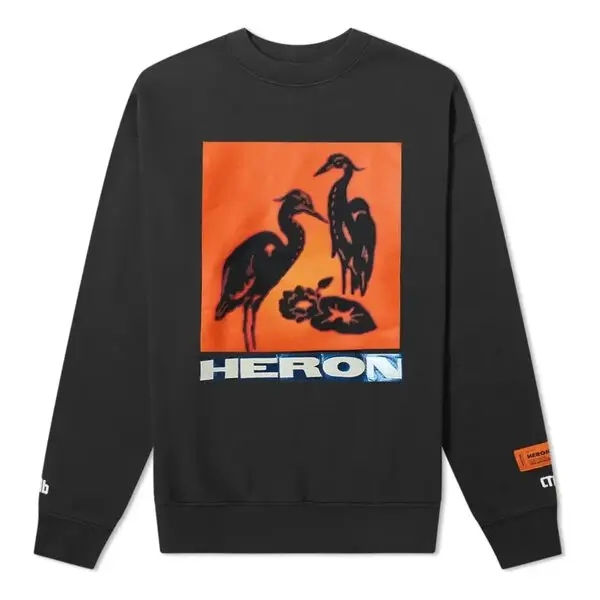 Heron Preston Heron Tape Crew Sweatshirt - Black/orange