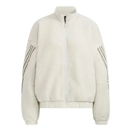 Adidas Fleece Zip Jacket With Sporty Stripes - Brown