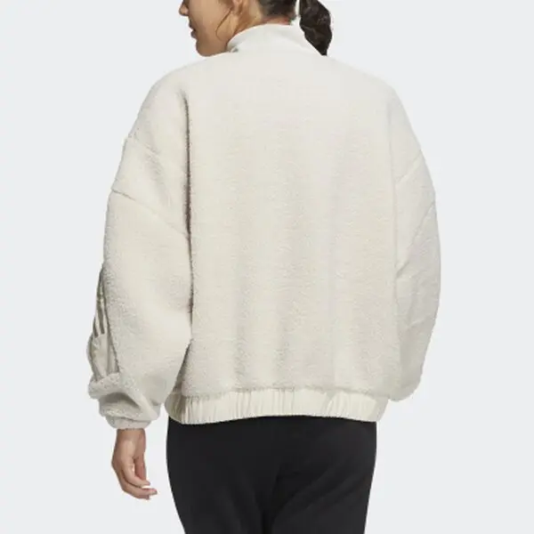 Adidas Fleece Zip Jacket With Sporty Stripes