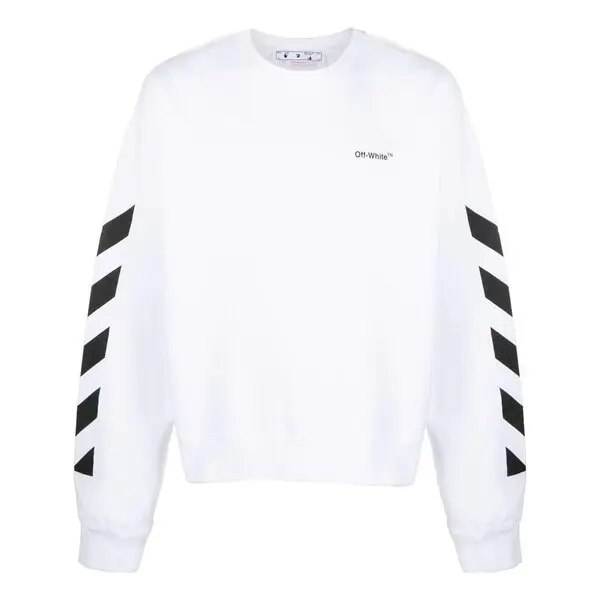 Off-White Diagonal Stripe Long Sleeve Sweatshirt - White