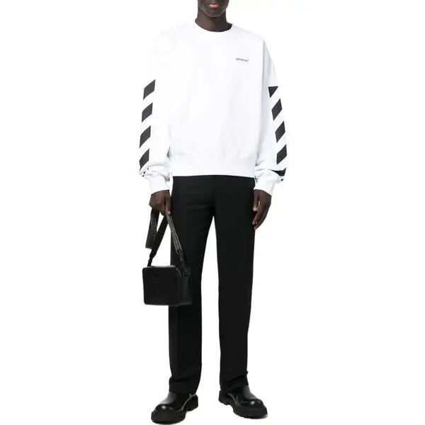 Off-White Diagonal Stripe Long Sleeve Sweatshirt - White