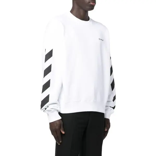 Off-White Diagonal Stripe Long Sleeve Sweatshirt - White