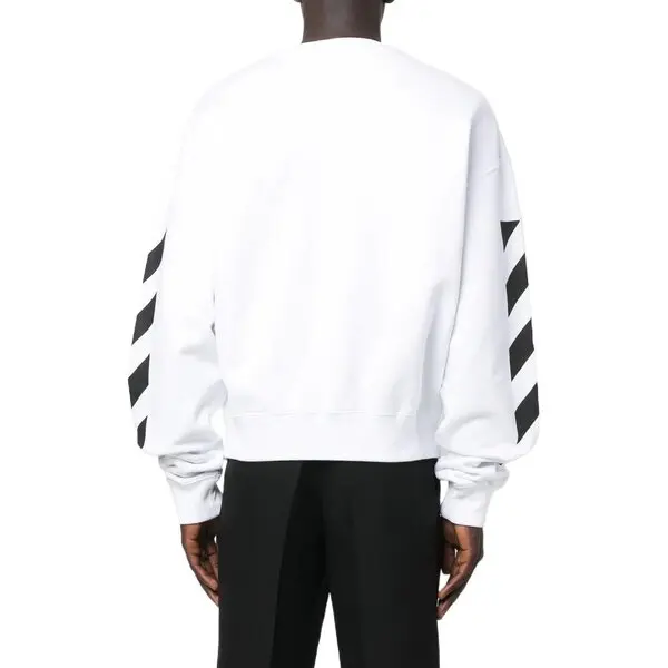 Off-White Diagonal Stripe Long Sleeve Sweatshirt - White