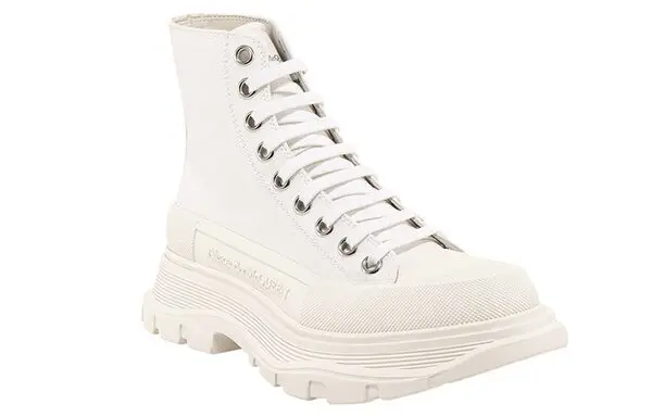 Alexander McQueen Tread Slick Canvas High Top Boots - White/white