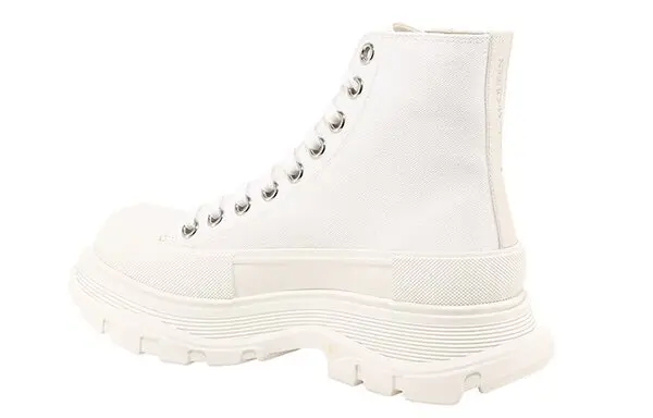Alexander McQueen Tread Slick Canvas High Top Boots - White/white