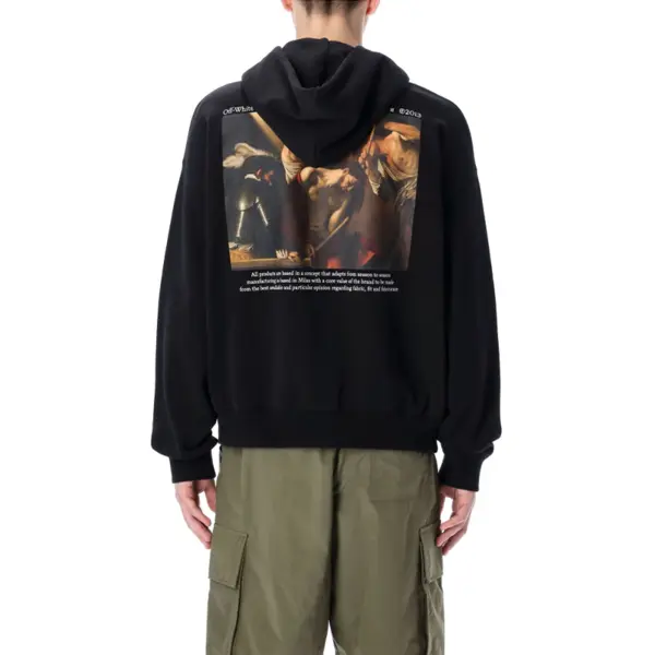 Off-White Cotton Hooded Sports Black