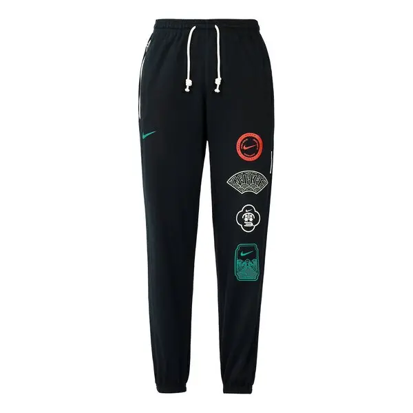 Nike Pattern Printing Lacing Casual Bundle Feet Sports Pants/trousers/joggers Black - Default Color