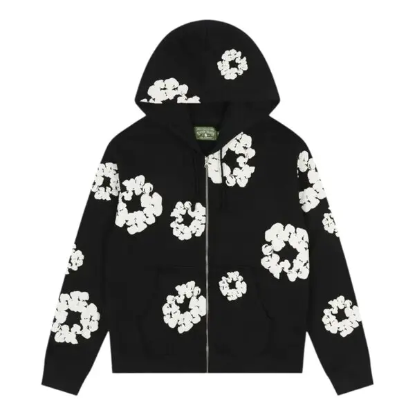 DENIM TEARS Cotton Wreath Zip Hoodie - Black