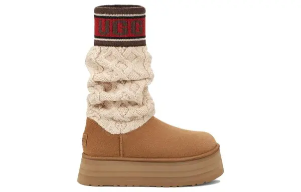 UGG Classic Sweater Letter Boot - Chestnut