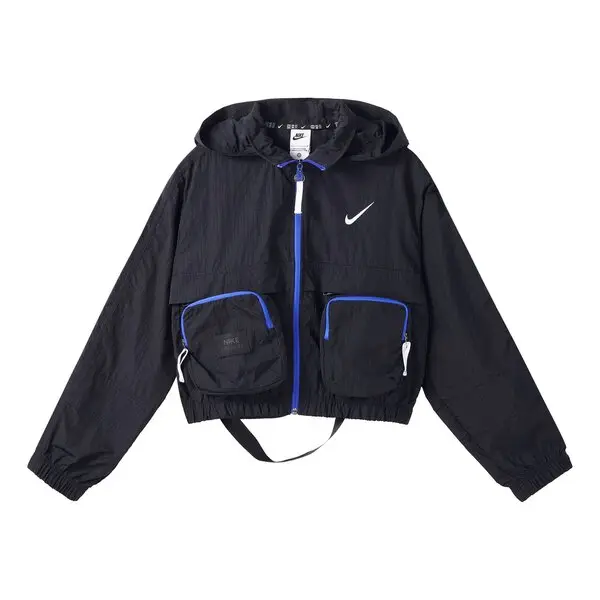 Nike City Utility Woven Jacket 'black Blue - Black/blue