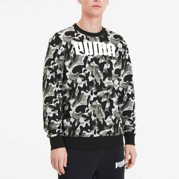 PUMA Long Sleeve Crew Neck Pullover - Black/multi-color