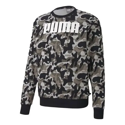PUMA Long Sleeve Crew Neck Pullover - Black/multi-color
